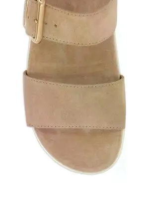 Miu Miu Buckled Suede Flat Sandals - Neutrals