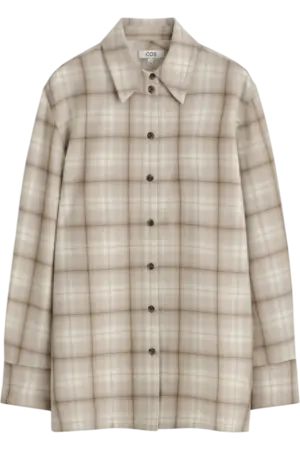 Cos Checked Flannel Shirt - Beige