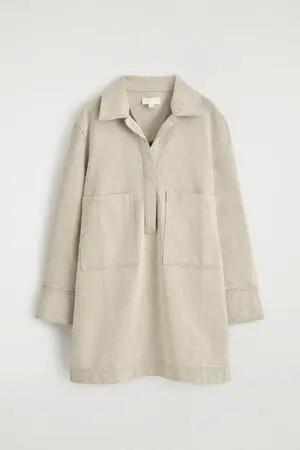 Cos Open-collar Denim Shirt Dress - Beige