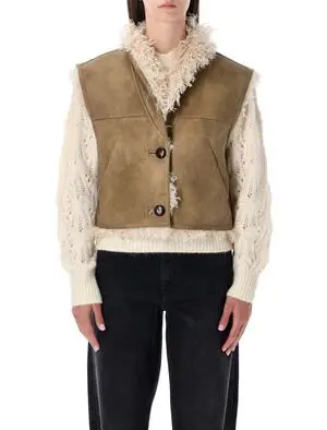 Isabel Marant Suede Shearling Vest - Brown