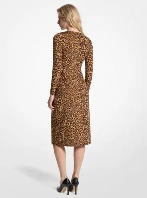Michael Kors Leopard Print Ruched Dress