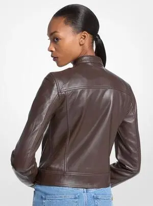 Michael Kors Leather Jacket - Brown