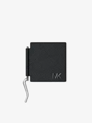 Michael Kors Edison Scratch-resistant Leather Card Case With Money Clip In By - Black