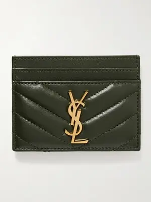 Saint Laurent Cassandre Matelassé Leather Cardholder - Green