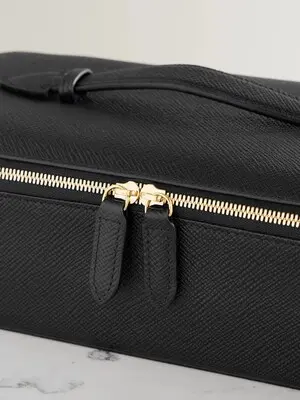 Smythson Panama Textured-leather Jewelry Case - Black