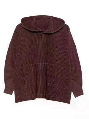 Issey Miyake Pleated Hoodie - Brown