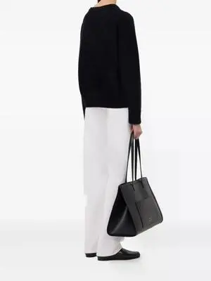 Loulou De Saison Aidar Lds Ribbed Crew-neck Cardigan - Black