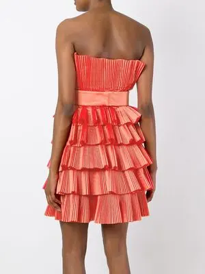 CAPUCCI Strapless Pleated Dress