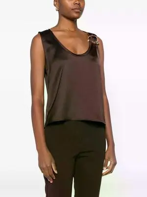 Imperial Buckle-detail Sleeveless Top - Brown