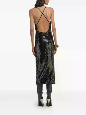 Roberto Cavalli Sequin-embellished Cross-back Dress