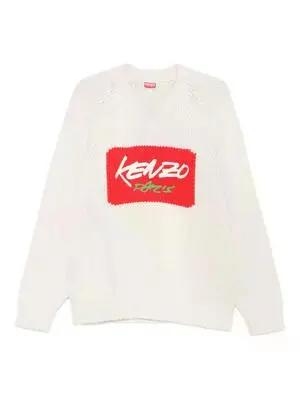 Kenzo Logo-print Crew-neck Sweater - Neutrals