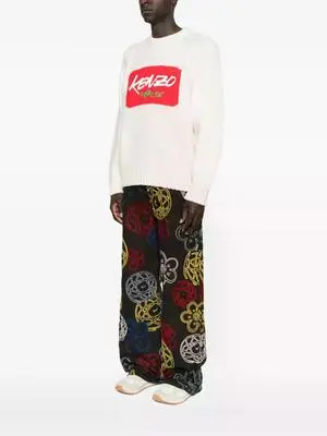Kenzo Logo-print Crew-neck Sweater - Neutrals