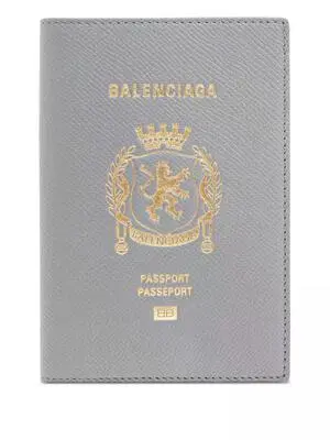 Balenciaga Leather Passport Holder Grey