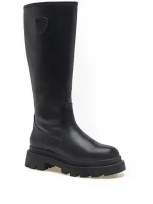 BLAUER. Leather Platform Knee-high Boots