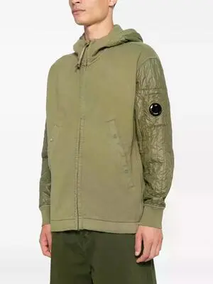 C.P. COMPANY Quilted-sleeve Zip-up Hooded Jacket