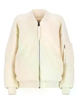 LANEUS Bouclé Bomber Jacket - Neutrals