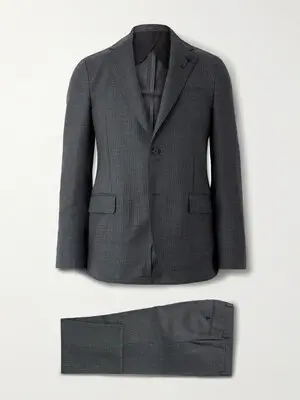 LARDINI Striped Virgin Wool Suit