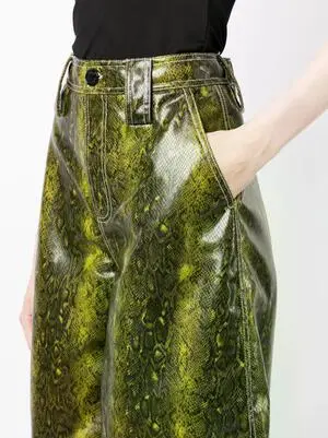 GANNI Faux-leather Snake-print Shorts