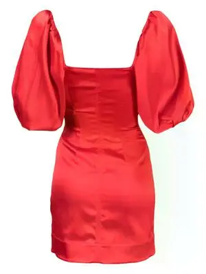 GANNI Double-satin Puff-sleeve Minidress