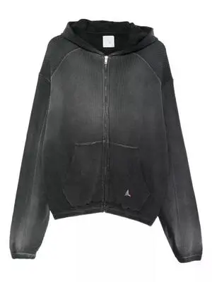 ROA Waffle-knit Zip-up Hoodie - Black