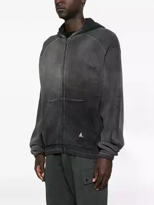 ROA Waffle-knit Zip-up Hoodie - Black