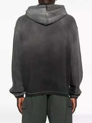 ROA Waffle-knit Zip-up Hoodie - Black