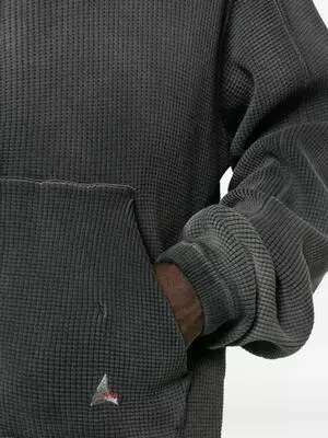 ROA Waffle-knit Zip-up Hoodie - Black