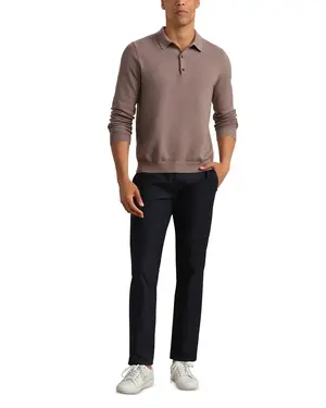 RHONE Regular Fit Long Sleeve Sweater Polo - Foggy Taupe Heather