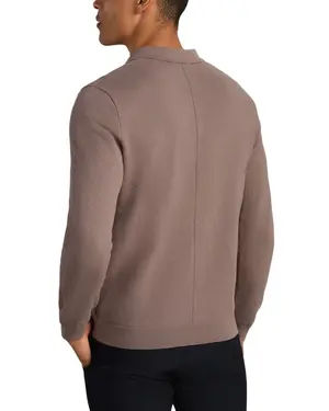 RHONE Regular Fit Long Sleeve Sweater Polo - Foggy Taupe Heather