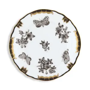 HEREND Butterfly Bread And Butter Plate - Black