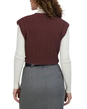 POINT Cable Knit Vest - Chocolate