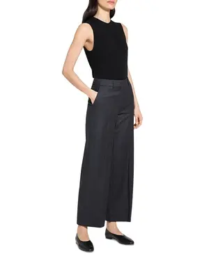 Theory Classic Wide Leg Trousers - New Charcoal Melange