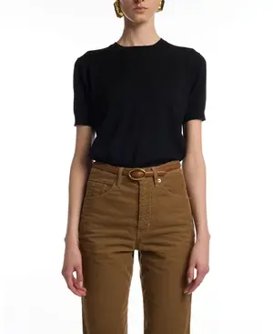 Saint Laurent Oval Buckle Thin Leather Belt - Brick