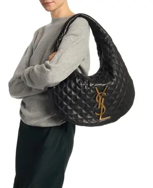 Saint Laurent Icare Hobo In Quilted Nappa - Black