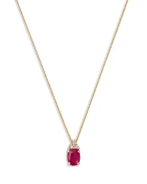 Bloomingdale'S Ruby And Diamond Pendant Necklace - Red/gold