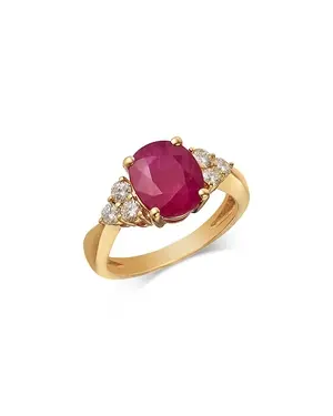 Bloomingdale'S Ruby & Diamond Oval Ring - Ruby/gold