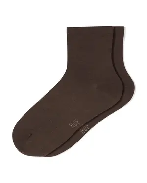Hue Sleek Lightweight Crew Socks - Chocolate