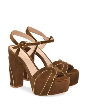 GIANVITO ROSSI Tamara Sandals - Brown Suede Leather