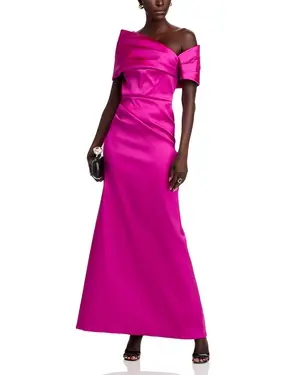 Rickie Freeman For Teri Jon Mikado Asymmetric Gown