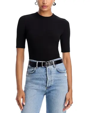 FRAME Ribbed Crewneck Tee - Black