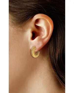Bloomingdale'S 14k Yellow Ridged Hoop Earrings