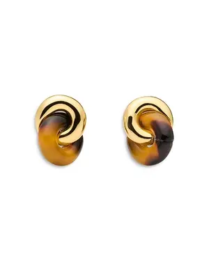 Kate Spade New York Interlock Tortoiseshell Look Stud Earrings - Brown/gold