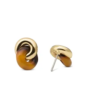 Kate Spade New York Interlock Tortoiseshell Look Stud Earrings - Brown/gold