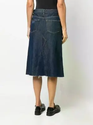 GANNI Heavy Raw-cut Hem Denim Midi Skirt