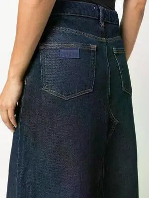 GANNI Heavy Raw-cut Hem Denim Midi Skirt