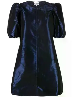 GANNI Taffeta Puff-sleeves Minidress