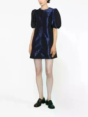 GANNI Taffeta Puff-sleeves Minidress