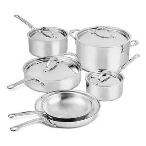 HESTAN Probond Luxe 10 Piece Professional Clad Stainless Steel Cookware Set - Silver