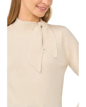 CECE DUPRAZ D'praz Embroidered Tie Neck Sweater - Malted