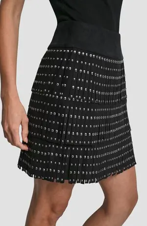 Dkny Studded Fringe Miniskirt - Black
